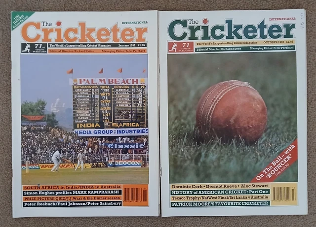 2 X THE cricketer international magazine jan 1992 & oct 1992 £5.99 ...