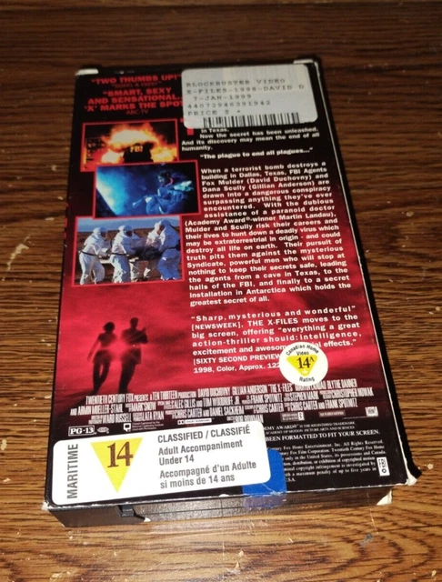 THE X-FILES (VHS, 1998, 20th Century Fox) David Duchoovmy Gillian ...