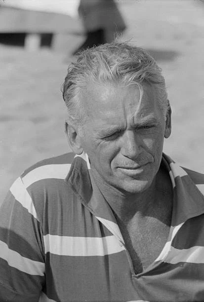 AMERICAN ACTOR DOUGLAS Fairbanks Jr Relaxing beach during 19th Ven- Old ...