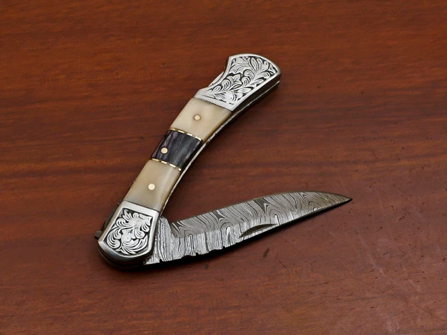 RODY STAN HAND MADE DAMASCUS FOLDING POCKET KNIFE - BACK LOCK - HB-887 ...