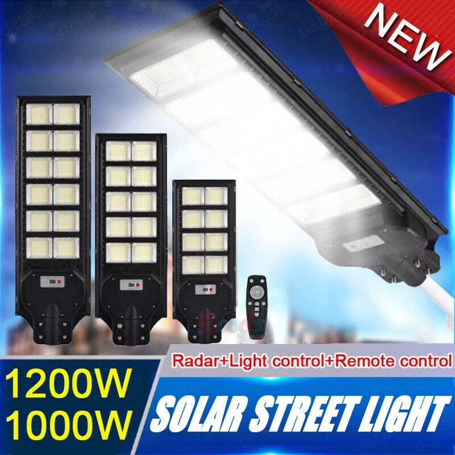 LED SOLAR STRASSENLAMPE Straßenlaterne mit Fernbedienung Solarleuchte Strahler EUR 39,99 ...