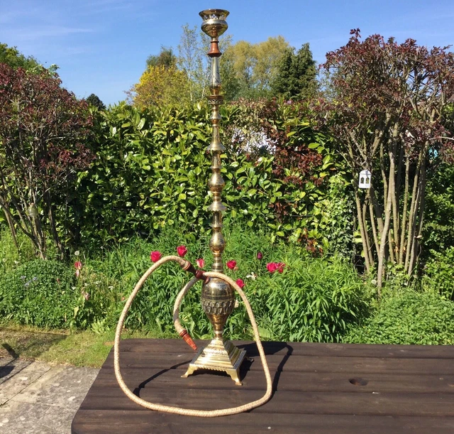 HOOKAH PIPE HUBBLY Bubbly Nargile Brass middle east Persian Islamic £ ...