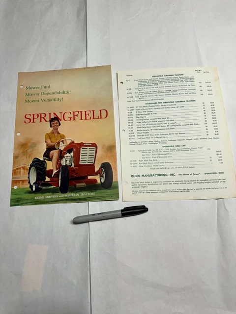 VINTAGE SPRINGFIELD GARDEN Tractors brochure advertisment booklet 1960s ...