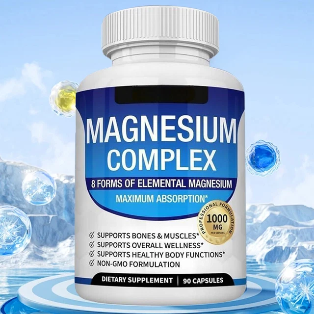 1-3PCS MAGNESIUM COMPLEX 1000mg, 8 Elemental Magnesium, Gluten Free ...