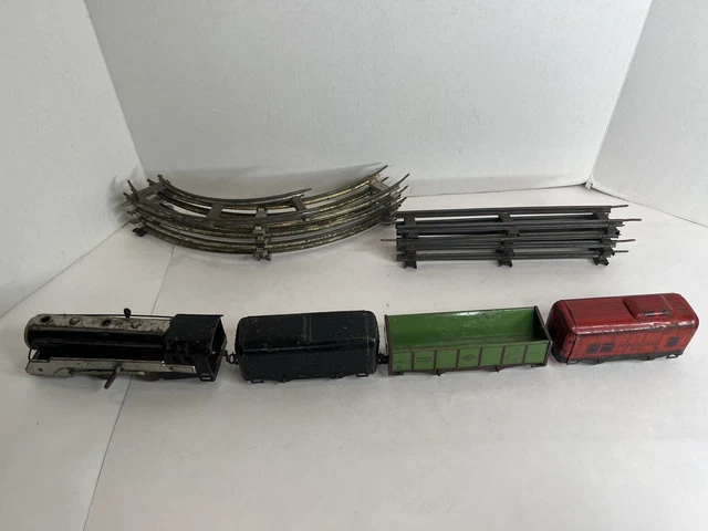 TRAIN TOY MARX HAFNER #1010 Wind Up Loco, 3 Cars, O Gauge Tracks $90.00 ...