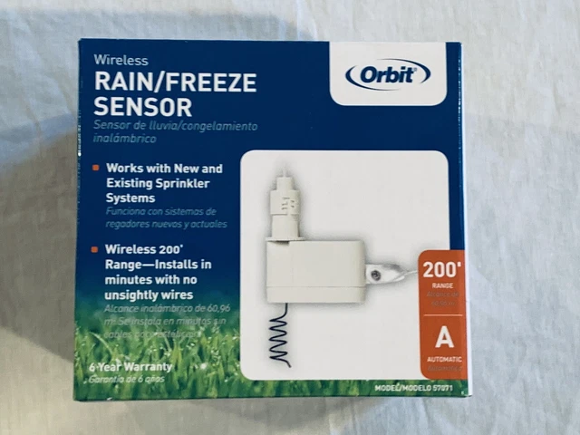 [NEW] ORBIT #57071 Wireless White Rain & Freeze Sensor Adjustable ...