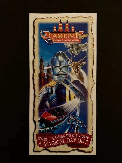 CAMELOT THEME PARK And Rare Breeds Farm Leaflet 1996. Vintage. Rare £18 ...