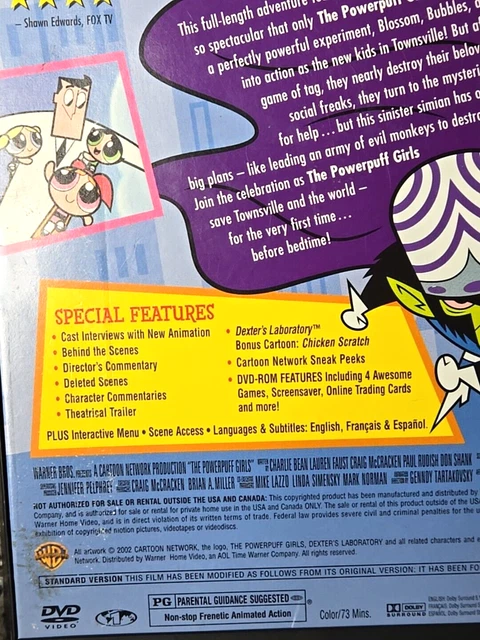 THE POWERPUFF GIRLS Movie (DVD, 2002) Cartoon Network Snap Case Disc is ...
