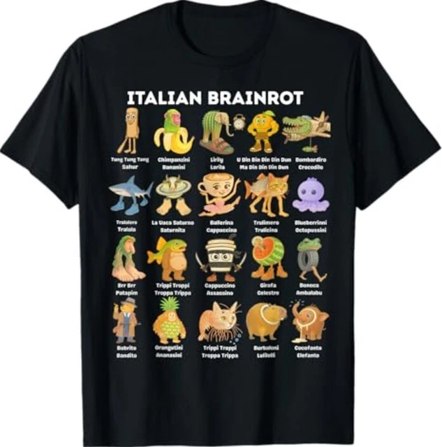 TYPES OF ITALIAN Brainrot Meme Character Hand Drawn T-Shirt £18.50 ...