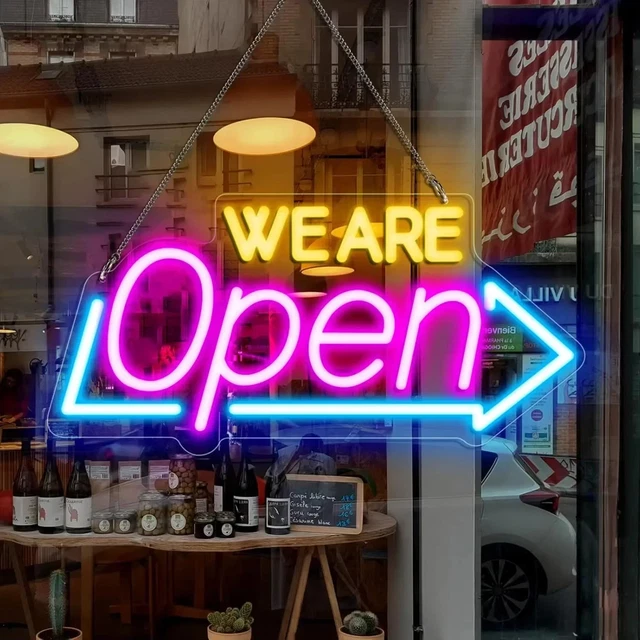 WE ARE OPEN Neon Sign Adjustable Brightness LED Neon Light Signs by USB ...
