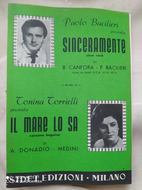 PAOLO BACILIERI &SINCERAMENTE& - Tonina Torielli "Il Mare Lo Sa" - 1959 ...