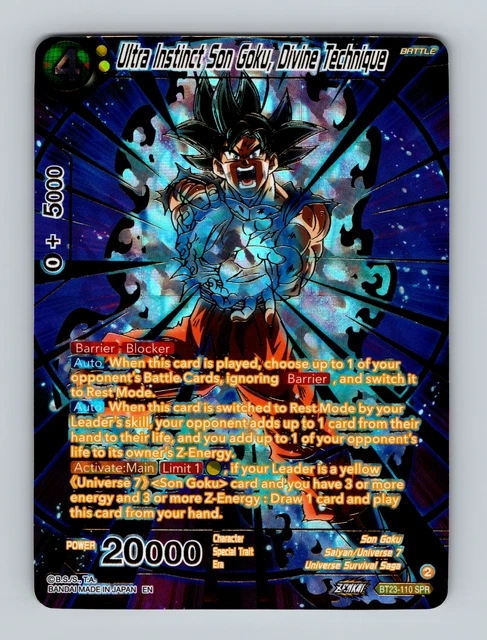 DRAGON BALL SUPER Ultra Instinct Goku Divine Technique BT23-110 Spr EUR 11,08 - PicClick FR