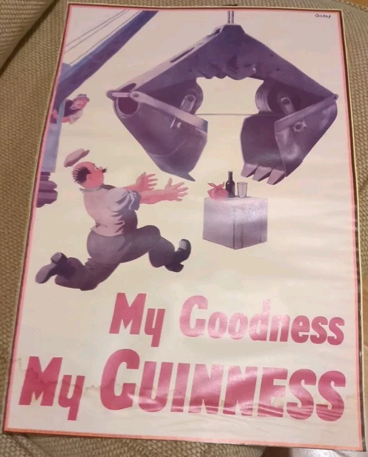 LARGE VINTAGE FROM Original Artwork Guinness advertising poster framed ...