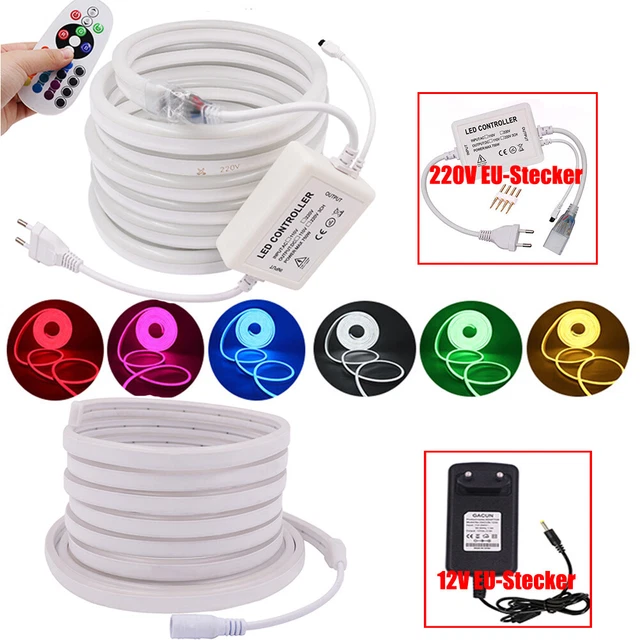 NEON LED STRIP Streifen 230V/12V RGB Flex Schlauch diffus Lichtband ...