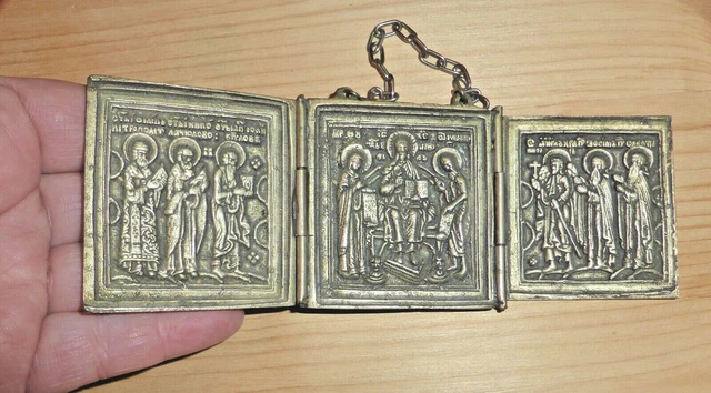 ALTER KLAPPBARER REISE-ALTAR russisch orthodox Messing, 3 Flügel EUR 119,00 - PicClick DE