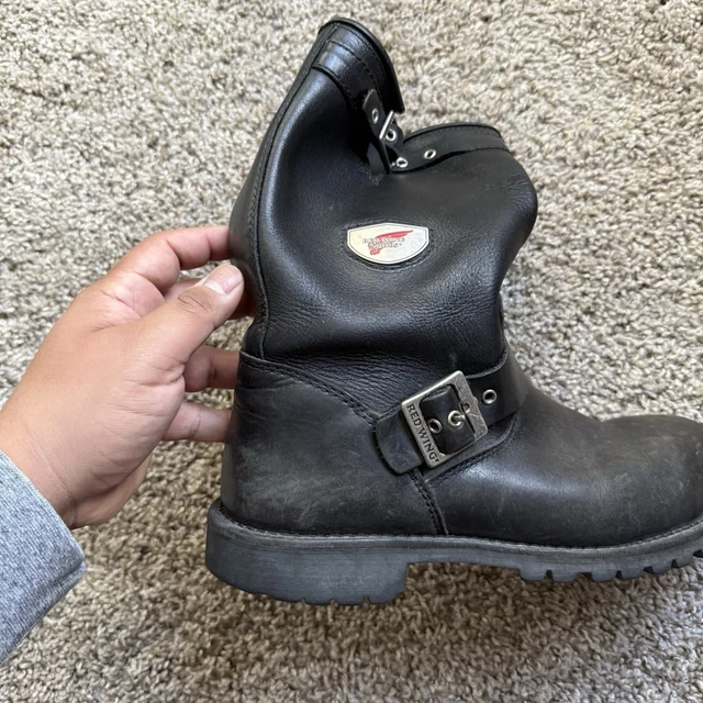 RED WING 988 Men's 10 Engineer Biker Motorcycle Boots Black Leather ...