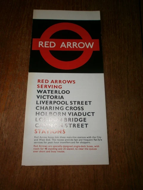 LONDON TRANSPORT TIMETABLE Leaflet & Route Map-Red Arrow Services 1971 ...
