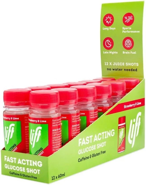 LIFT | FAST-ACTING Glucose Energy Juice Shots | Strawberry | 12 Pack of ...