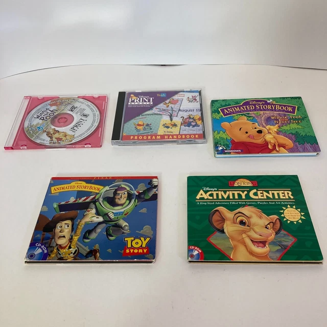VINTAGE 90S DISNEY Pixar CD-Rom Activity Games Lion King Toy Story Pooh ...