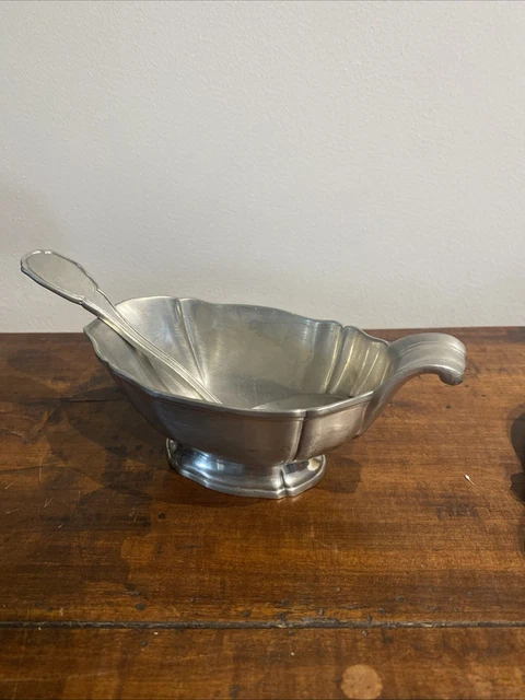 ART NOUVEAU- JOLIE saucière ancienne en étain fin poinçonnée Étain D ...