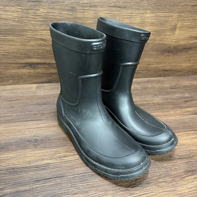 CROCS COMFORT outdoor Black Rain Boot Mud Muck Pull On Mens Sz 8 M £19. ...