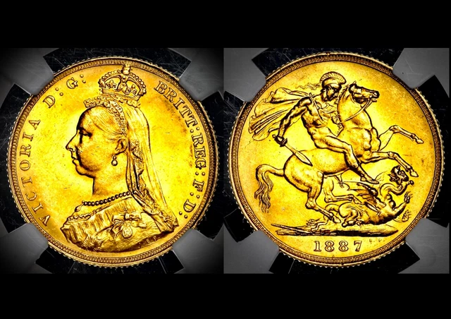 1887 QUEEN VICTORIA Great Britain London Mint Gold Jubilee Sovereign ...
