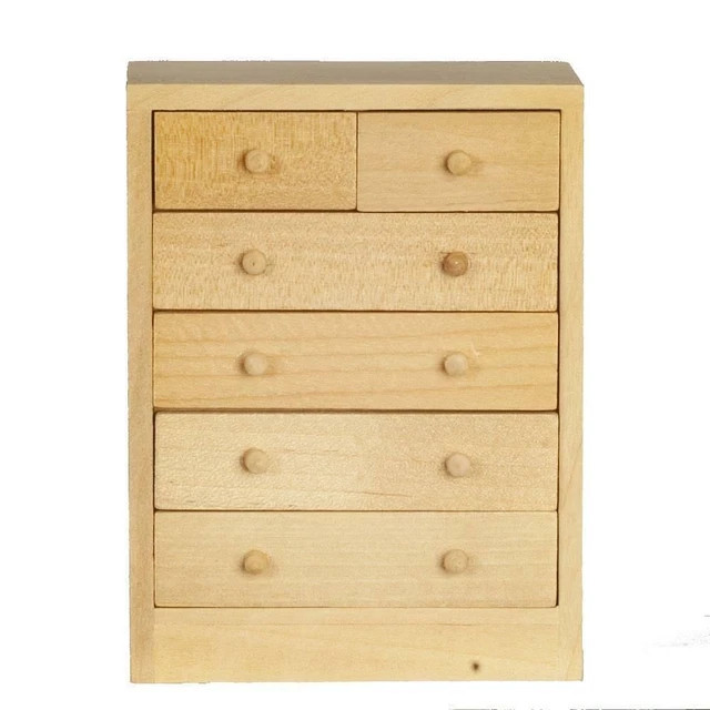 MAISON DE POUPÉES Bare Bois Commode Miniature Mobilier de Chambre 1:12 Échelle EUR 31,34 ...