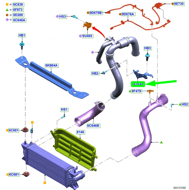 FORD RANGER T9 Intercooler Tube Bracket 5844563 NEW GENUINE £40.00 ...