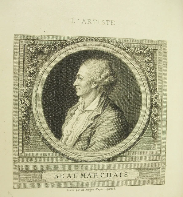 GRAVURE XIX À Pierre-Augustin Caron de Beaumarchais sc Nargeot d'après ...