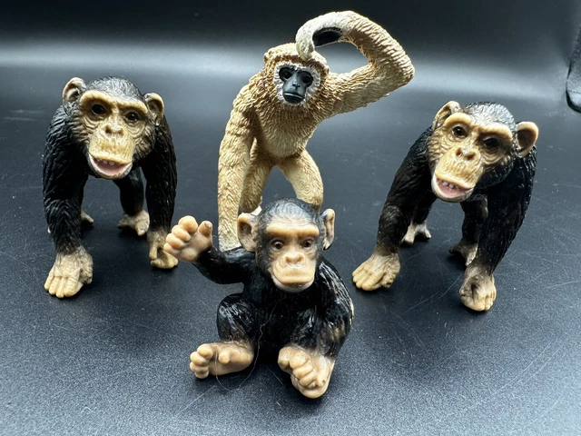 SCHLEICH CHIMPANZEE 14189 Cub 14192 Gibbon 14717 Monkey Primate Toy ...