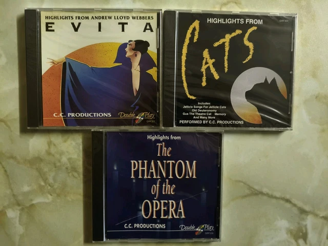C.C. PRODUCTIONS CD Bundle Higlights from Cats,Evita,Phantom of The ...