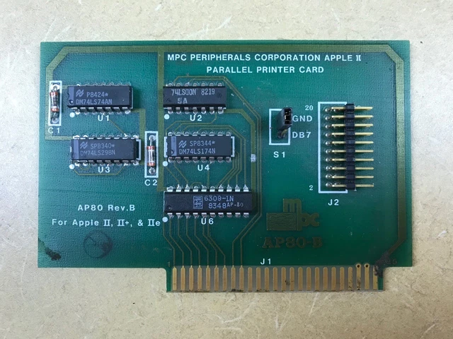 MPC PARALLEL PRINTER Card AP-80 REV B for Apple Computer Apple II II+ ...