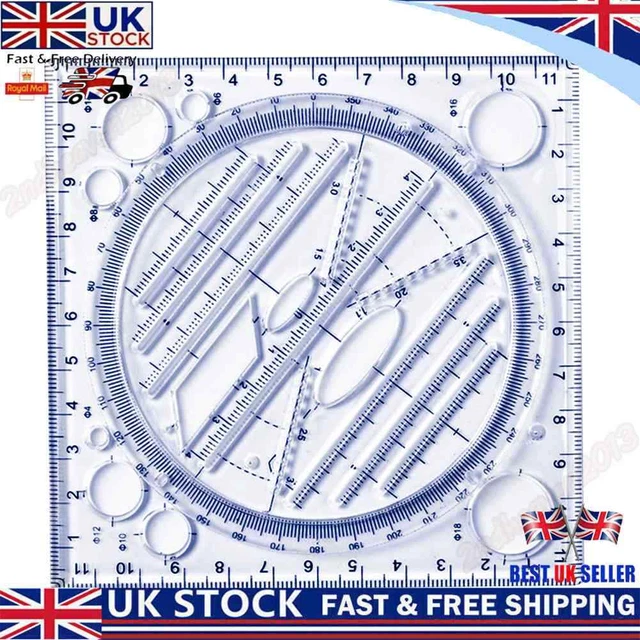 ROTATING DRAWING TEMPLATE Art Design Geometry Circle Drafting Measuring ...