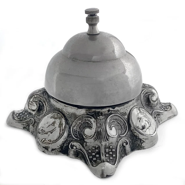 VICTORIAN ART NOUVEAU Silver-Plated Front Desk Bell Antique Circa 1900s ...