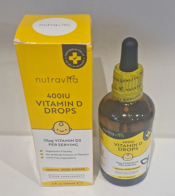 NUTRAVITA 400IU VITAMIN D Drops 60ml Boxed Free Postage £13.99 ...