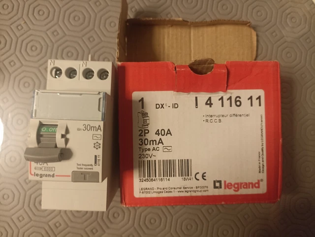 LEGRAND INTERRUPTEUR DIFFÉRENTIEL 40A 30mA type AC DX3-ID réf: 41 16 11 NEUF EUR 39,00 - PicClick FR