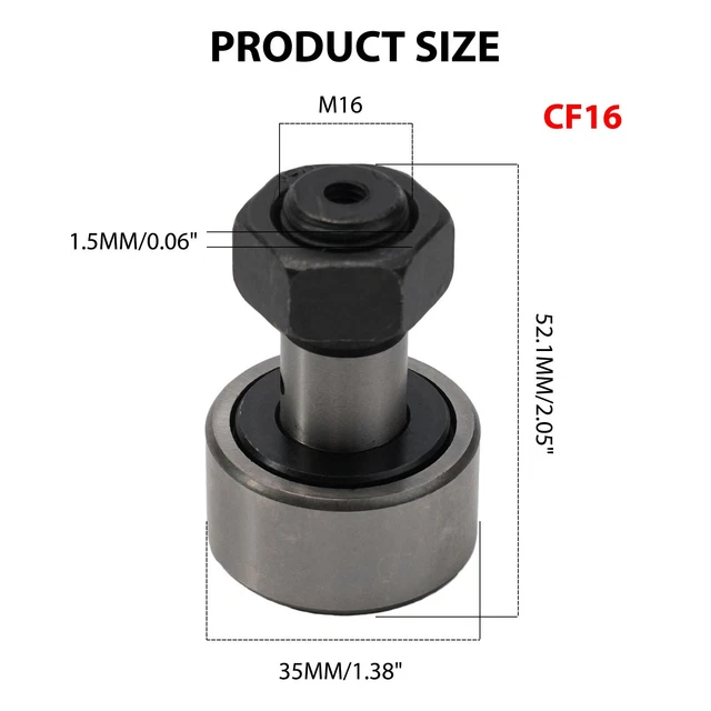 THREADED BOLTED CAM Follower Needle Roller Track Bearing Lot CF3 to ...