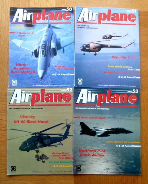 4 AIRPLANE Magazines The Complete Aviation Encyclopedia Parts 50-51-52 ...