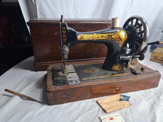 ANTIQUE 1910 SINGER 28k Sewing Machine With Box, Vibrating Shuttle ...
