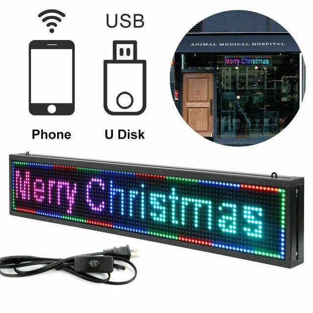HIGH BRIGHTNESS OUTDOOR LED Sign Programmable Scrolling Message Display ...