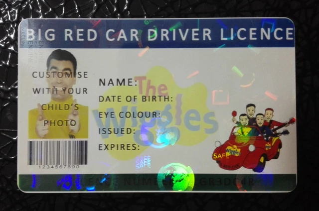 THE WIGGLES BIG Red Car Driver Licence CUSTOM. FREE SHIPPING ...