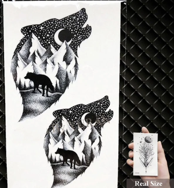 Tattoo Wolf Wald Mond