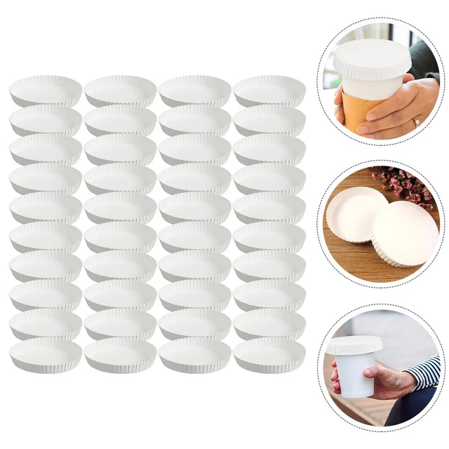 150 PCS LEAK-PROOF Cup Cap Lid Liner Paper Drinking Covers White ...