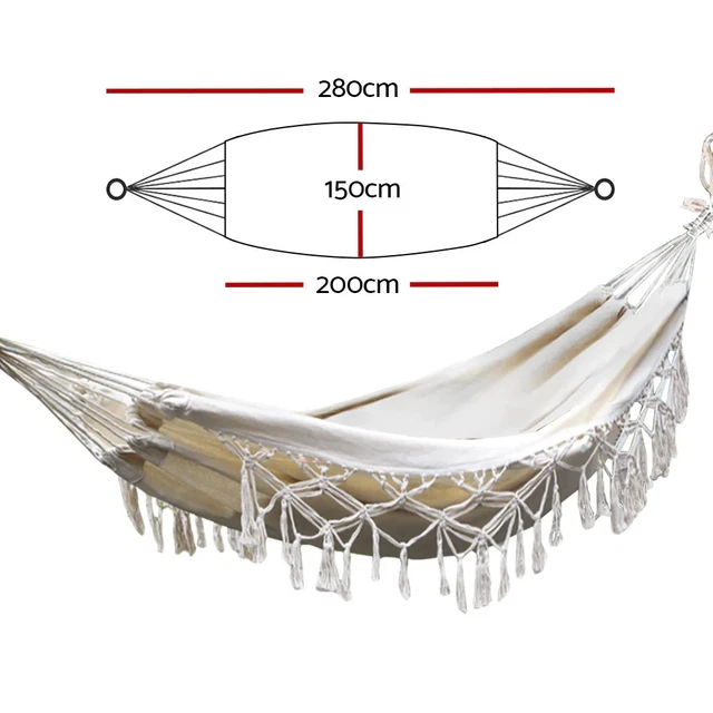 GARDEON HANGING TASSEL Hammock Swing Bed Cream $41.99 - PicClick AU