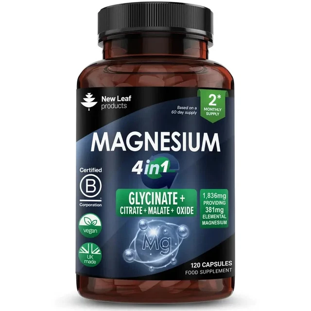MAGNESIUM GLYCINATE 4-IN-1 Complex 2000mg High Strength Magnesium ...