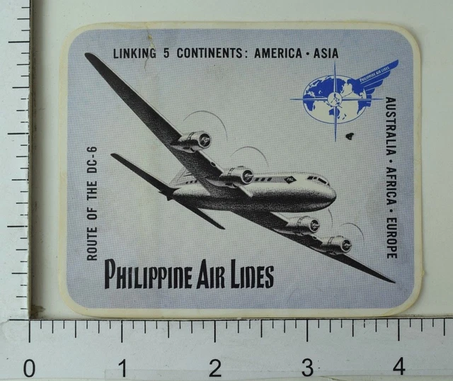 1940'S-50'S PHILIPPINE AIR Lines Luggage Label Poster Stamp Vintage E2 ...