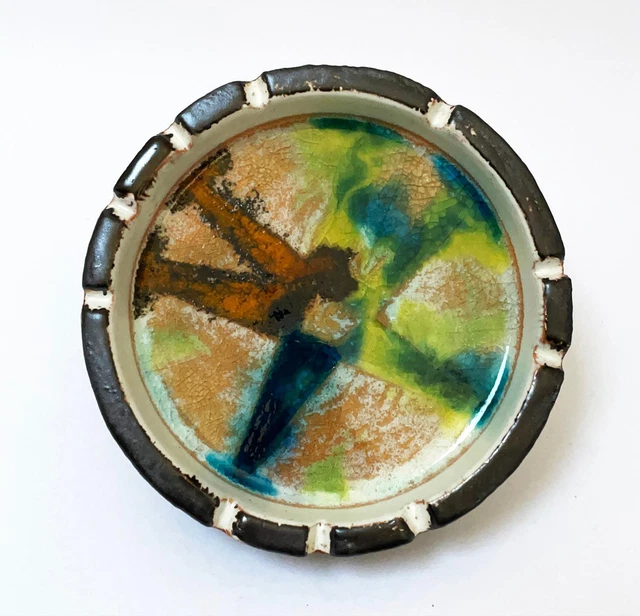 ELLIS MID CENTURY Modern Australian Studio Pottery Ashtray Signed ...