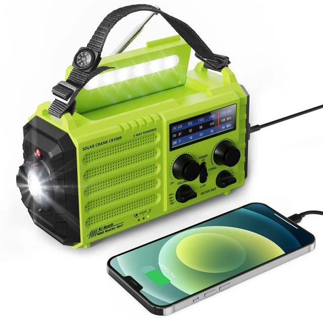 SOLAR HAND CRANK Radio, 5-Way Powered AM/FM/SW Emergency Radio for ...
