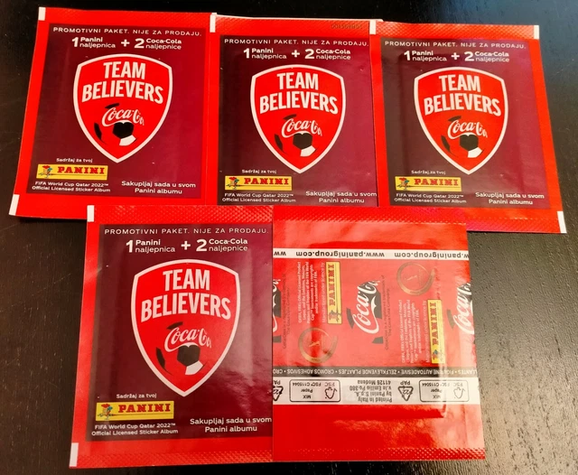 PANINI QATAR 2022 Coca Cola ~ 5 BUSTINE packets con figurine C1-C14 ...
