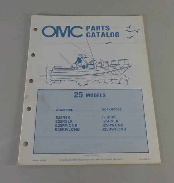 PARTS CATALOG OMC Evinrude Johnson Outboards 25 HP Models From 1982 £24.15 - PicClick UK